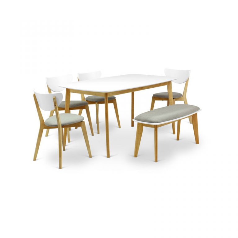 White Oslo Dining Set - Wooden Works Jepara - Modern Furniture